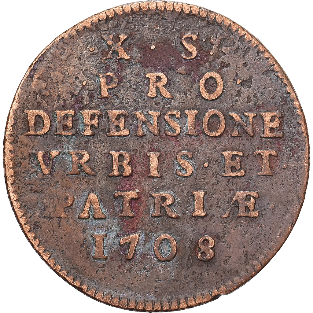 French States, Louis XIV, 10 Sols, Siège de Lille, 1708, Lille, Copper