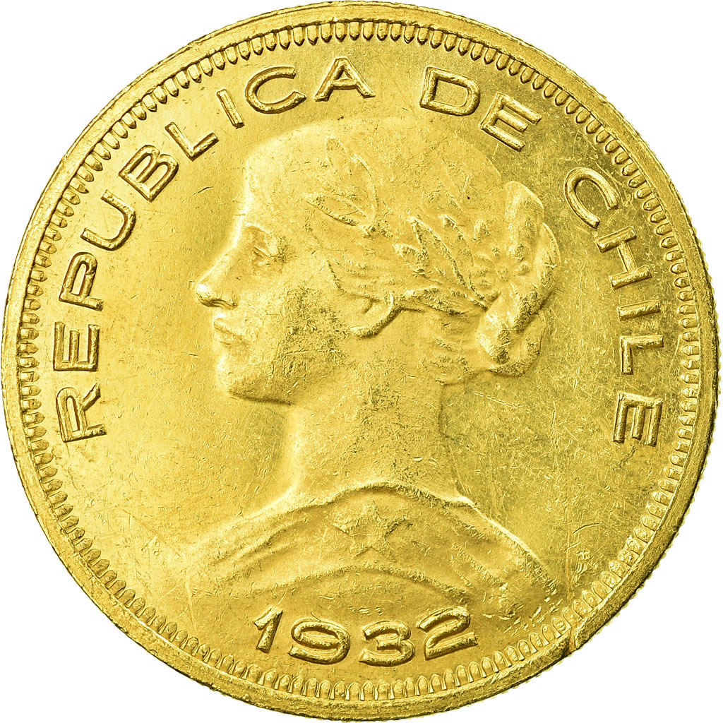 Coin, Chile, 100 Pesos, 1932, Santiago, , Gold, KM:175 | South American ...