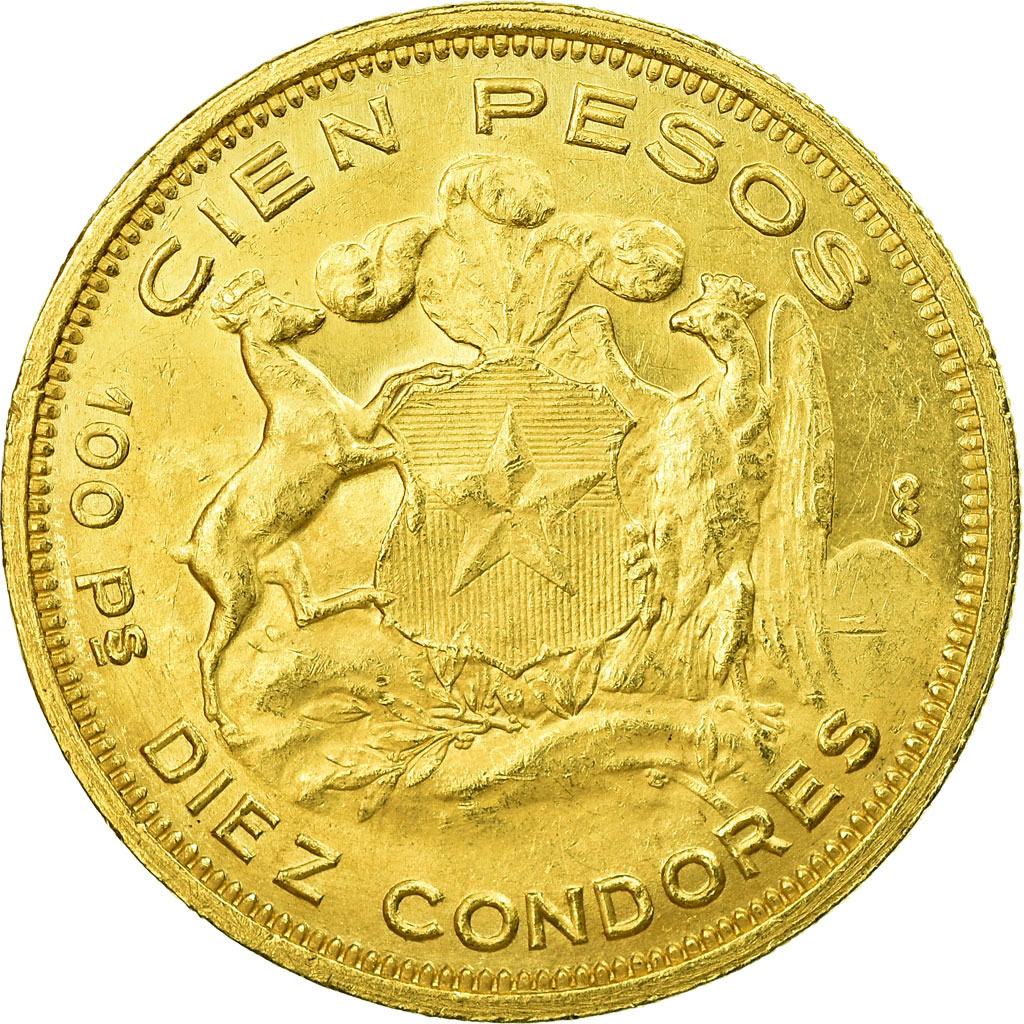 Coin, Chile, 100 Pesos, 1932, Santiago, , Gold, KM:175 | South American ...