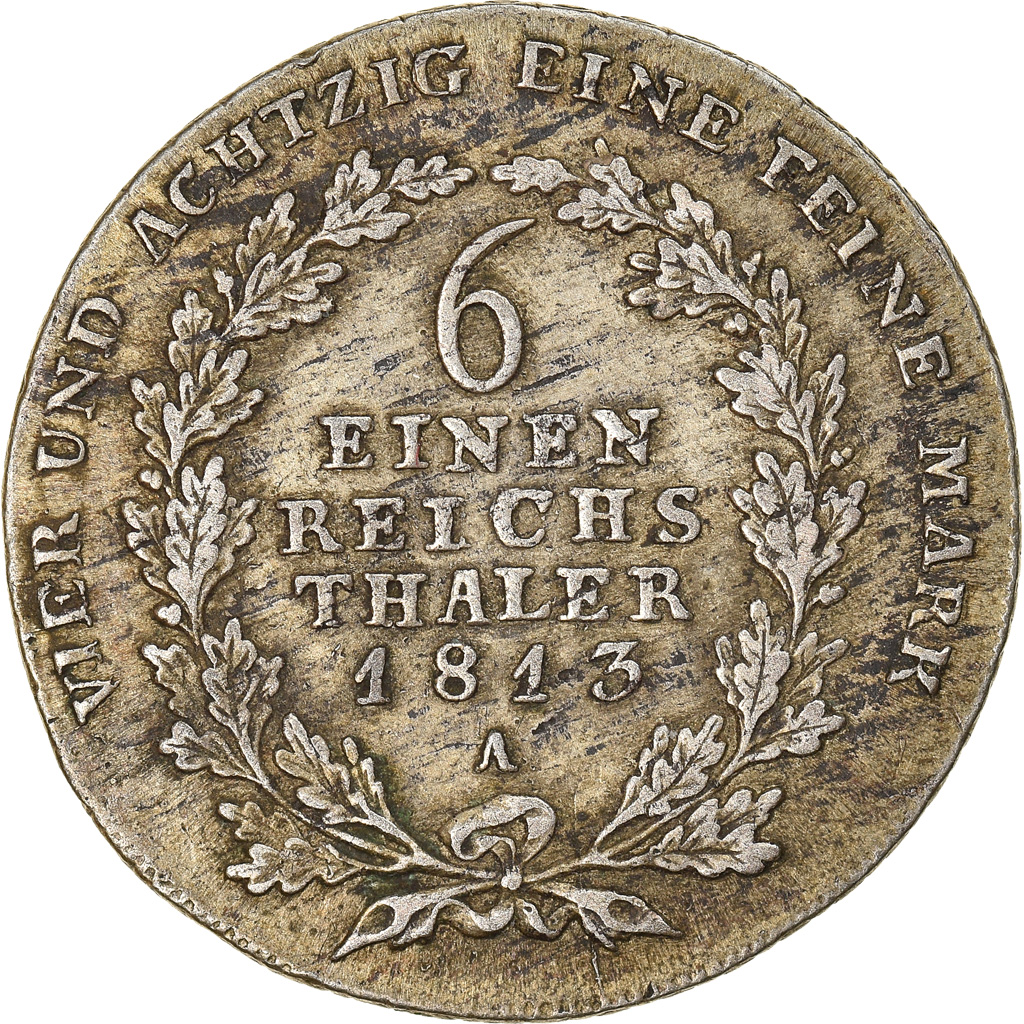 Coin, German States, PRUSSIA, Friedrich Wilhelm III, 1/6 Thaler, 1813 ...