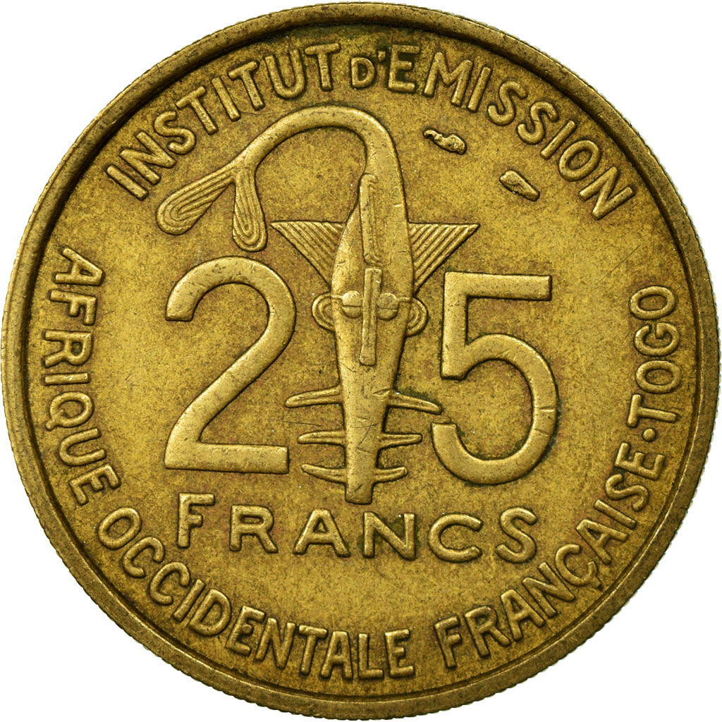 Coin, French West Africa, 25 Francs, 1957, Paris, EF(40-45), Aluminum-Bronze