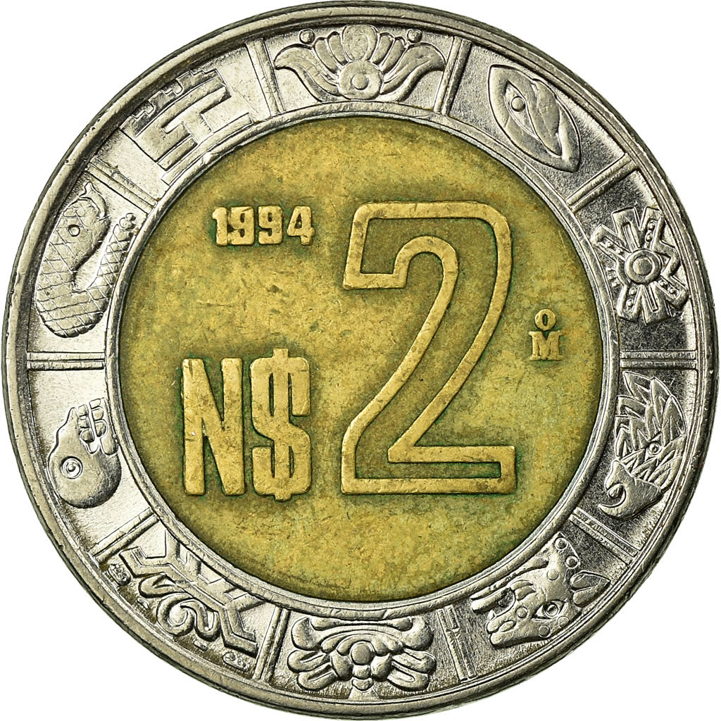 Coin, Mexico, 2 Nuevo Pesos, 1994, Mexico City, , Bi-Metallic, KM:551