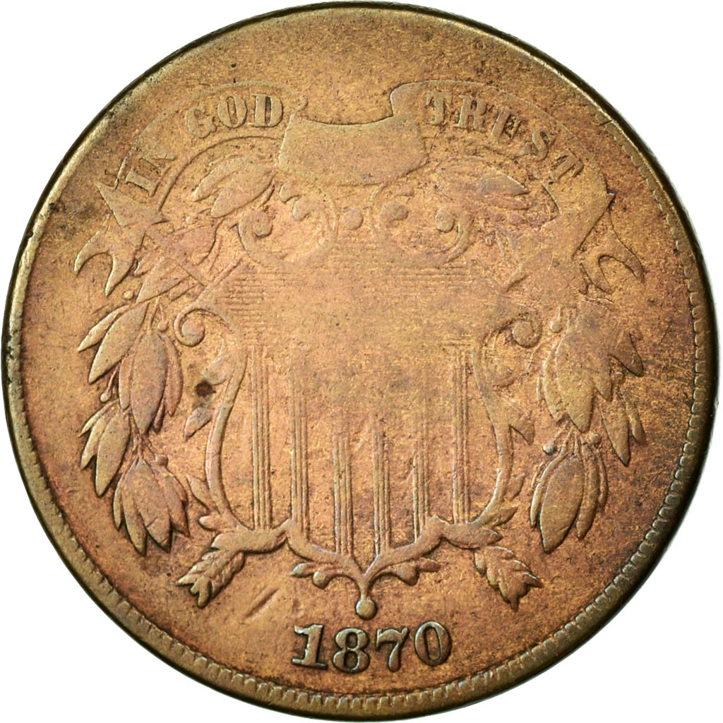 Coin, United States, 2 Cents, 1870, U.S. Mint, Philadelphia ...