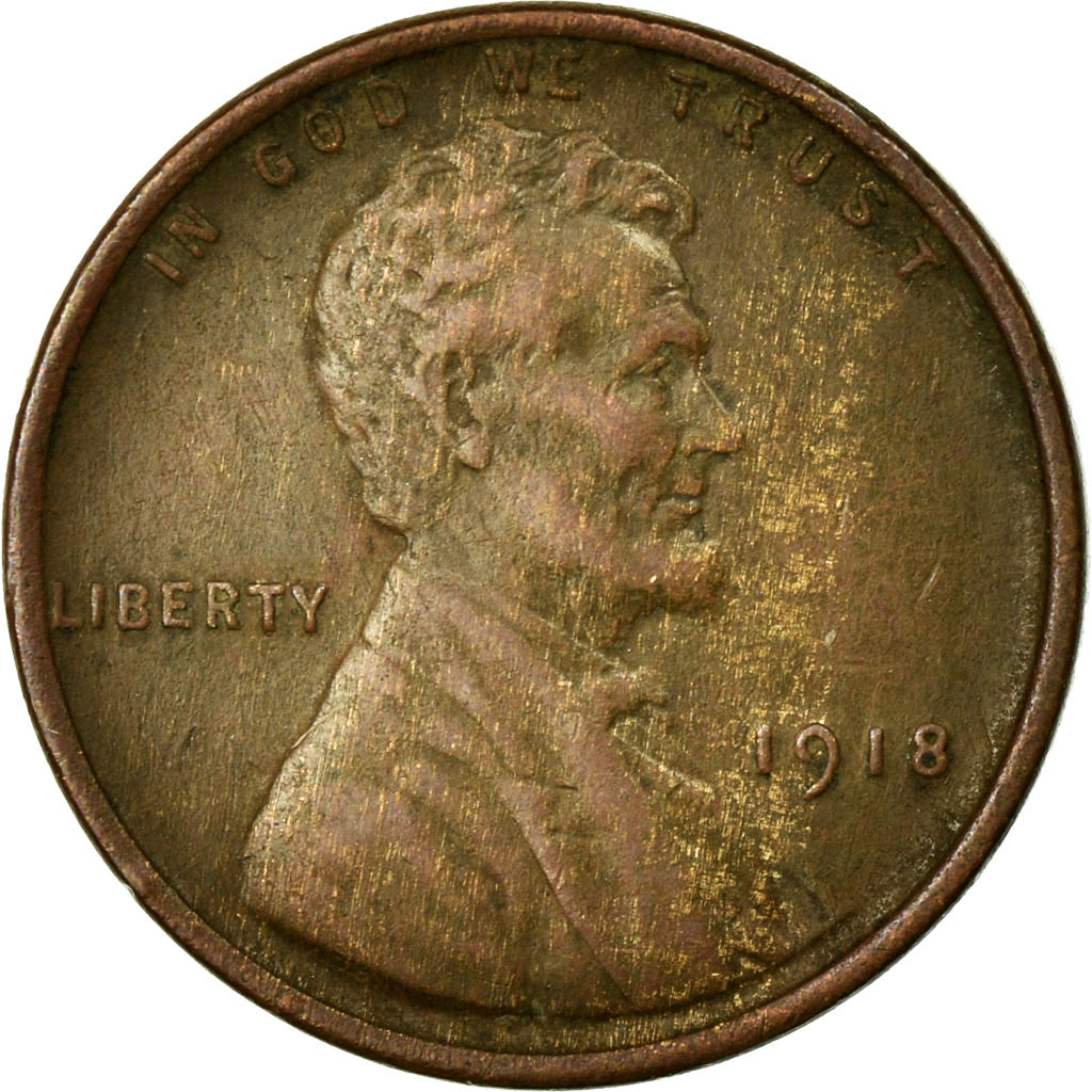 Coin, United States, Lincoln Cent, Cent, 1918, U.S. Mint, Philadelphia