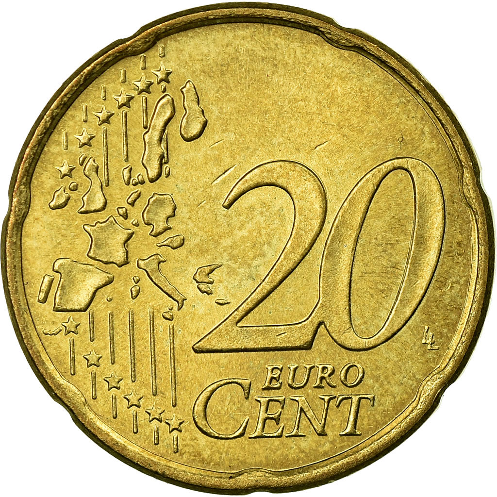 Greece, 20 Euro Cent, 2002, , Brass, KM:185 | European Coins