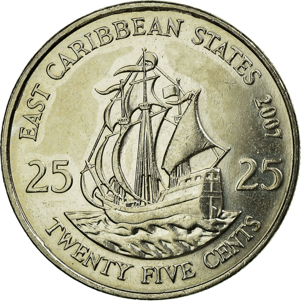 Coin, East Caribbean States, Elizabeth II, 25 Cents, 2007, British ...