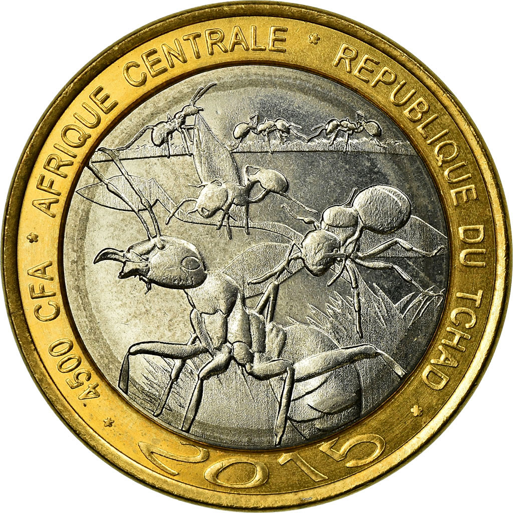 Coin, Chad, 4500 CFA Francs-3 Africa, 2015, Paris, , Bi-Metallic