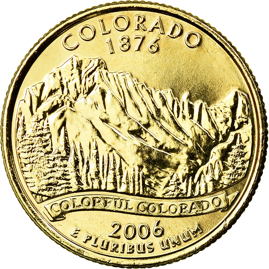 Coin, United States, Colorado, Quarter, 2006, U.S. Mint, Denver, golden