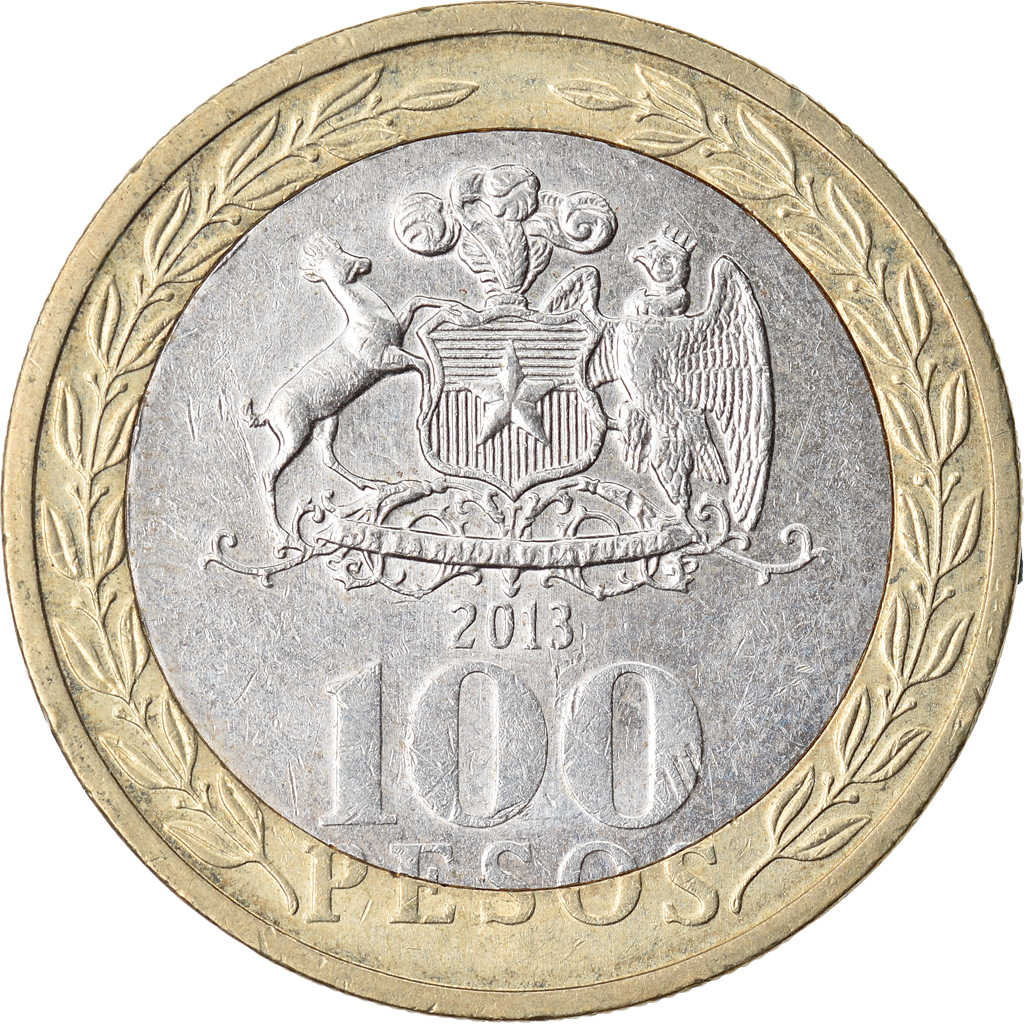 [#741119] moneda, chile, 100 pesos, 2013, santi - Compra venta en ...