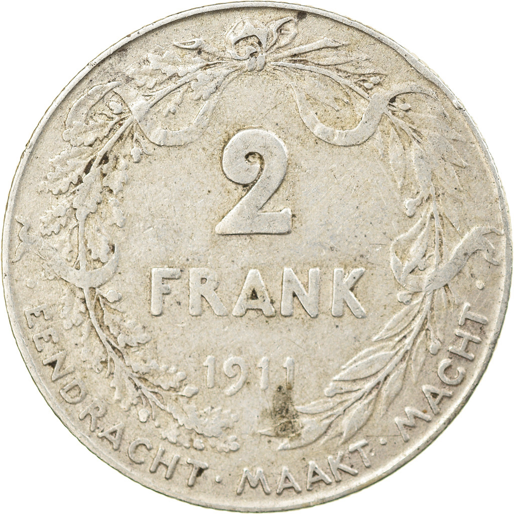 Coin, Belgium, 2 Francs, 2 Frank, 1911, VF(30-35), Silver, KM:75
