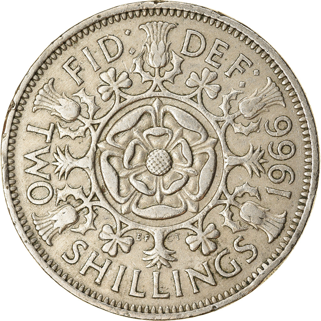 Coin, Great Britain, Elizabeth II, Florin, Two Shillings, 1966,
