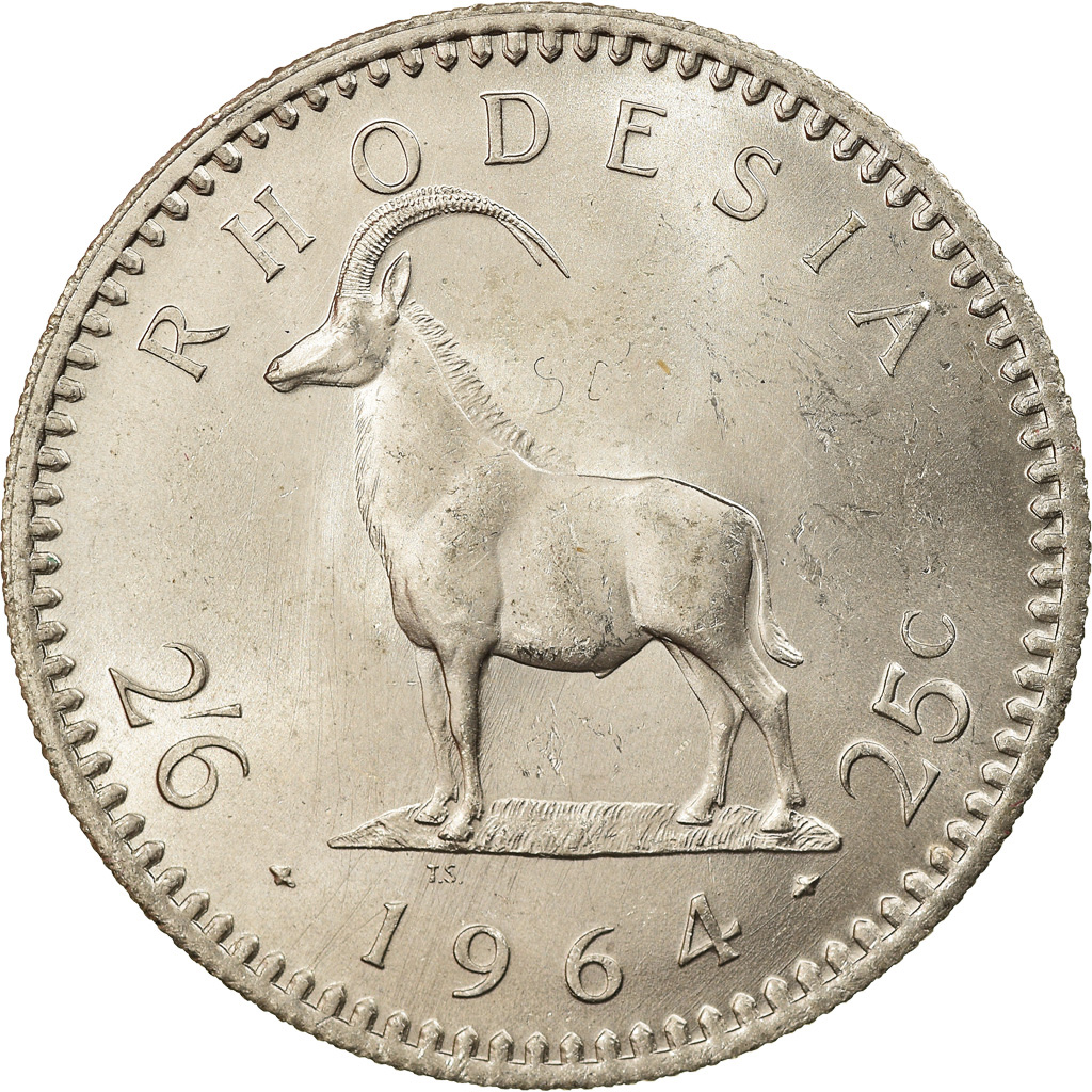 Coin, Rhodesia, Elizabeth II, 2-1/2 Shillings = 25 Cents, 1964, British ...