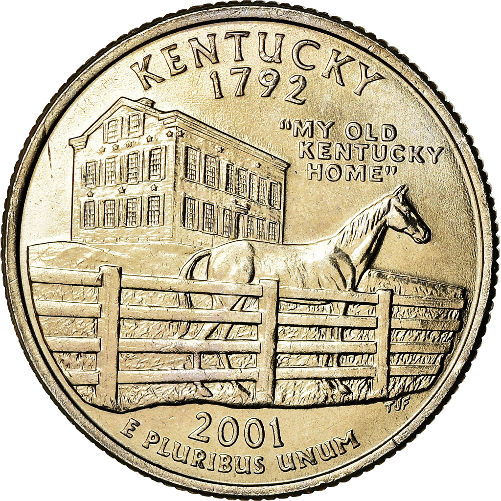 Coin, United States, Kentucky, Quarter, 2001, U.S. Mint, Denver,