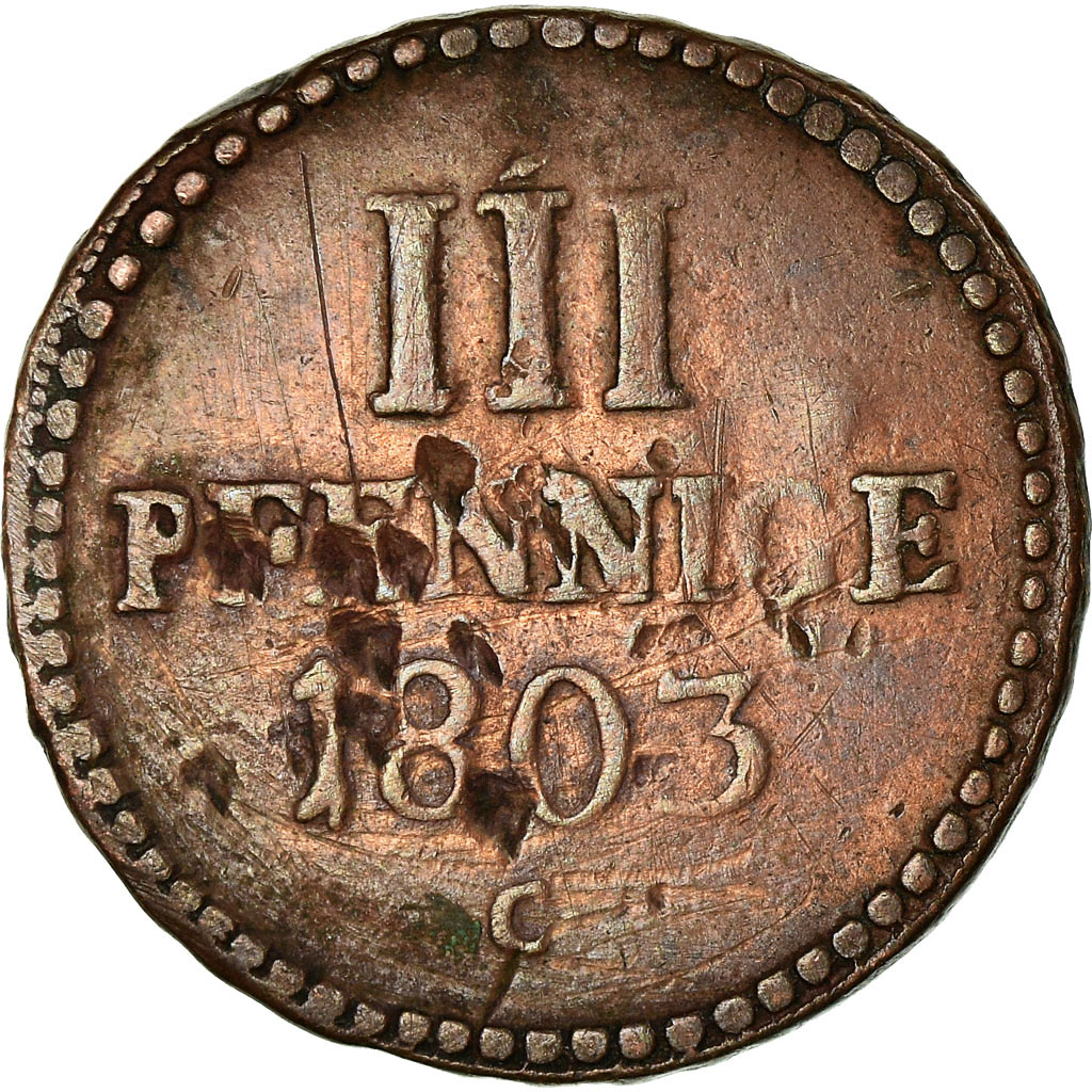 Coin, German States, SAXONY-ALBERTINE, Friedrich August III, 3 Pfennig ...