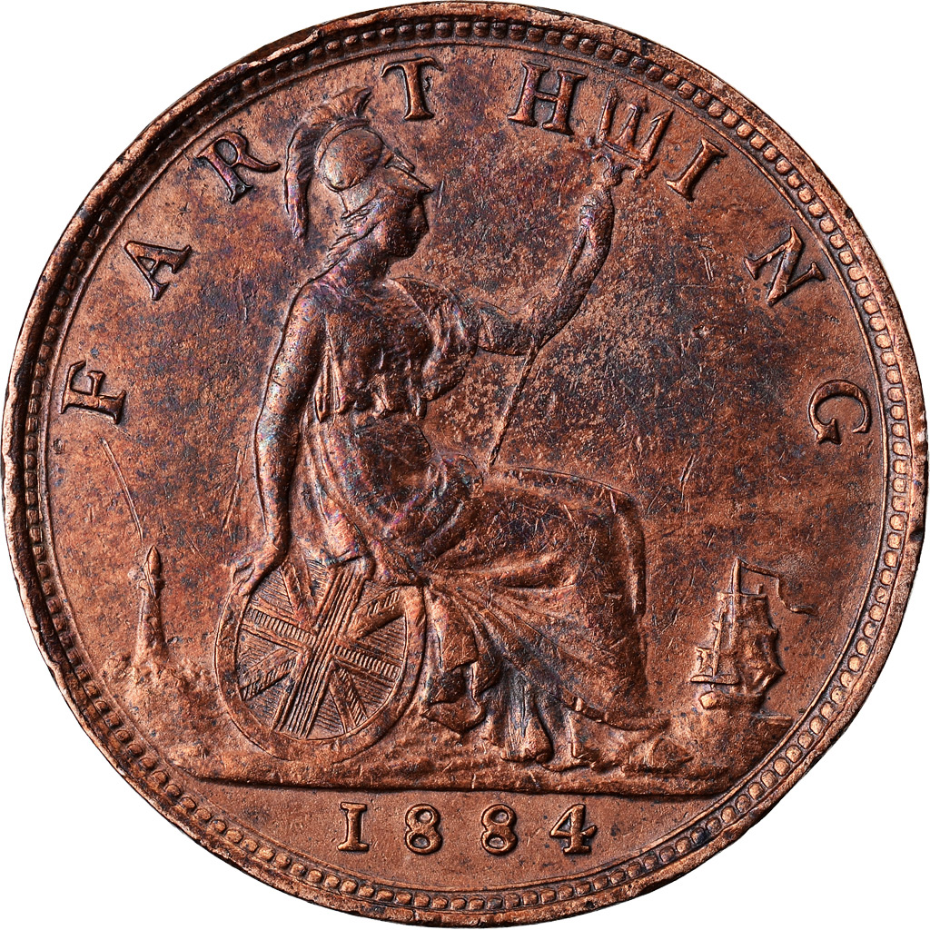 Coin, Great Britain, Victoria, Farthing, 1884, , Bronze, KM:753