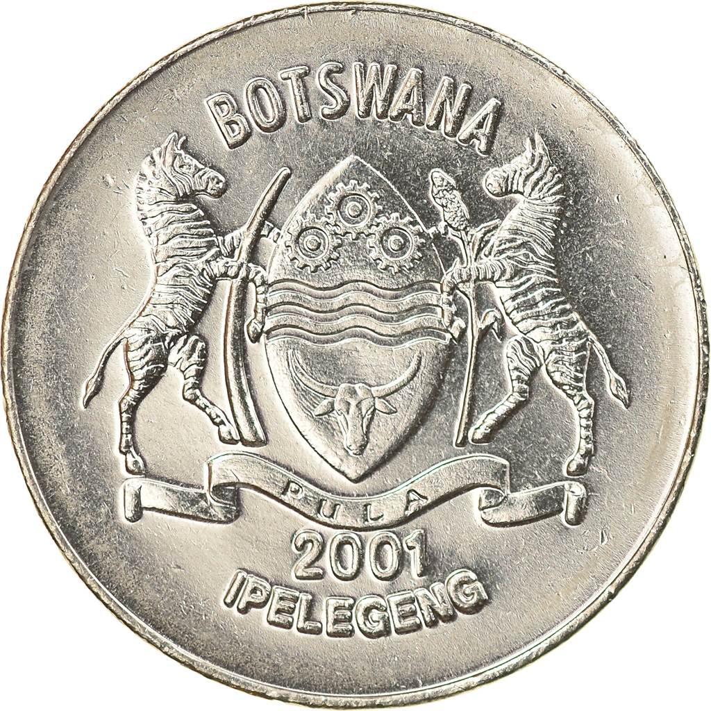 Coin, Botswana, 50 Thebe, 2001, British Royal Mint, , Nickel plated steel