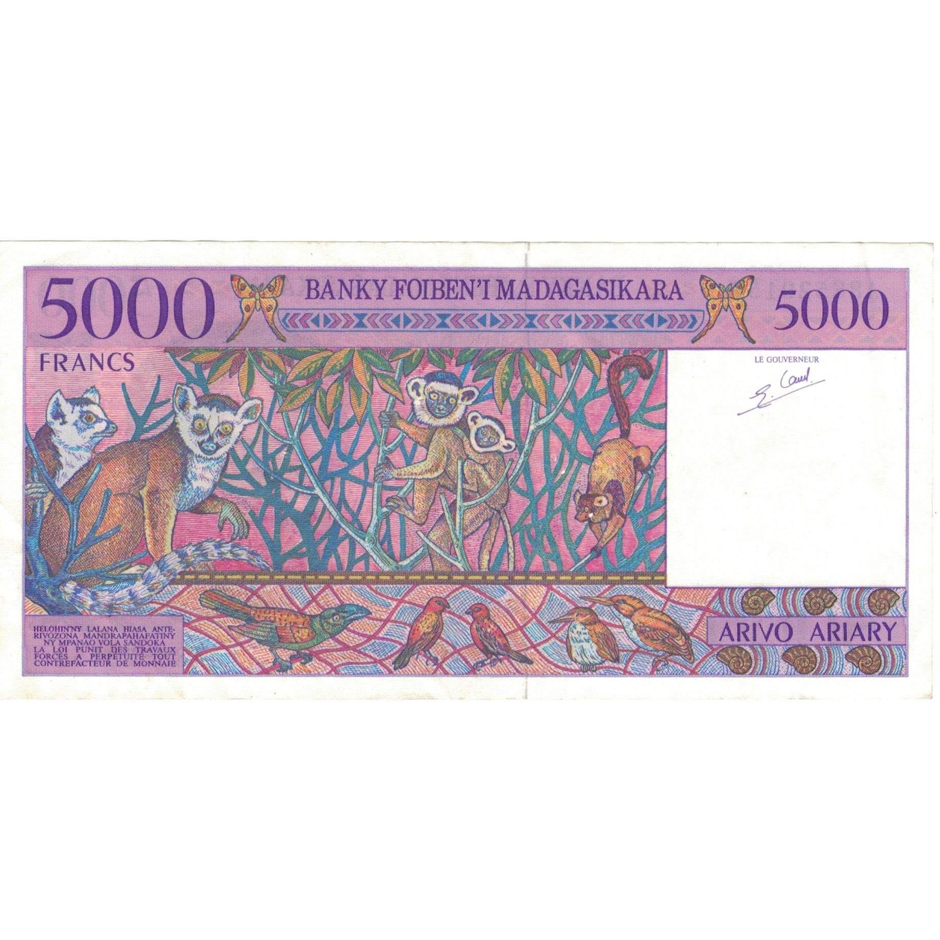 Banknote, Madagascar, 5000 Francs = 1000 Ariary, KM:78b, UNC(63)