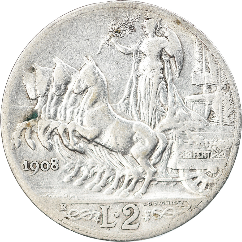 Coin, Italy, Vittorio Emanuele III, 2 Lire, 1908, Rome, , Silver, KM:46