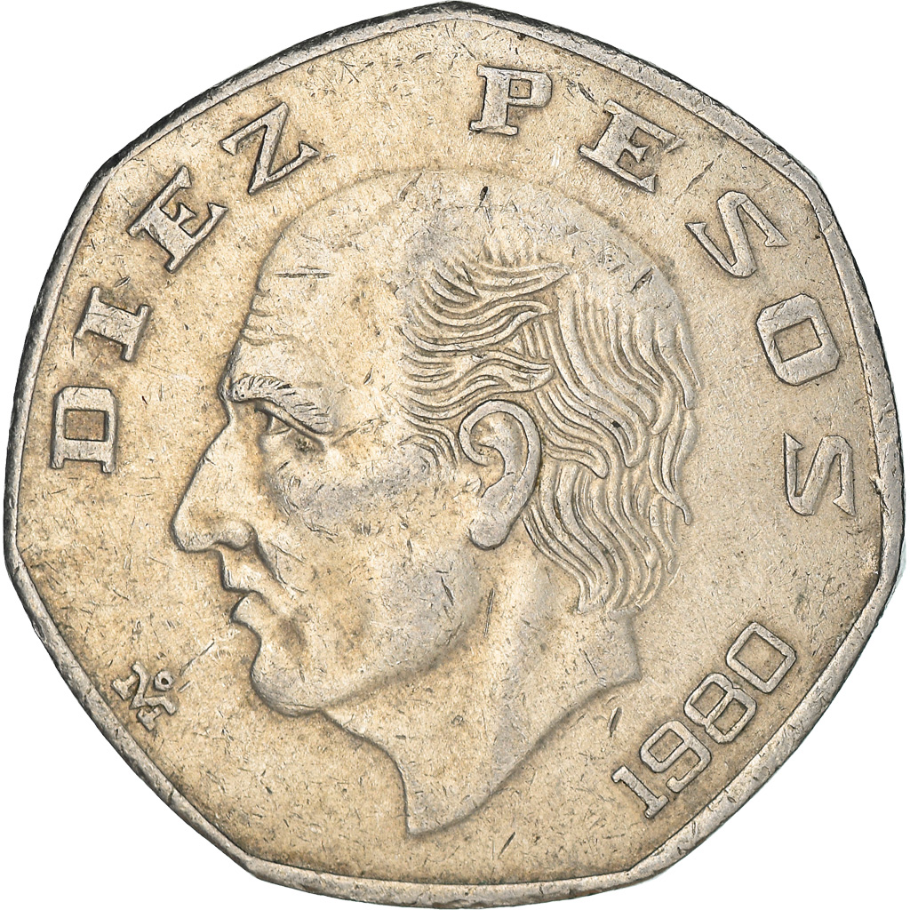 Coin, Mexico, Miguel Hidalgo y Costilla, 10 Pesos, 1980, Mexico City,