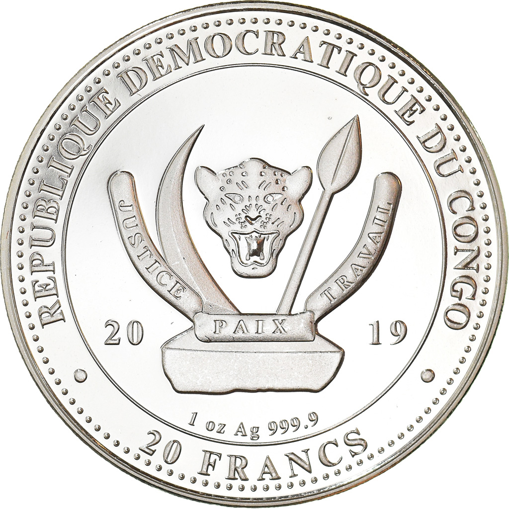 Coin, CONGO, DEMOCRATIC REPUBLIC, the giraffe, 20 Francs, 2019, 1 Oz,