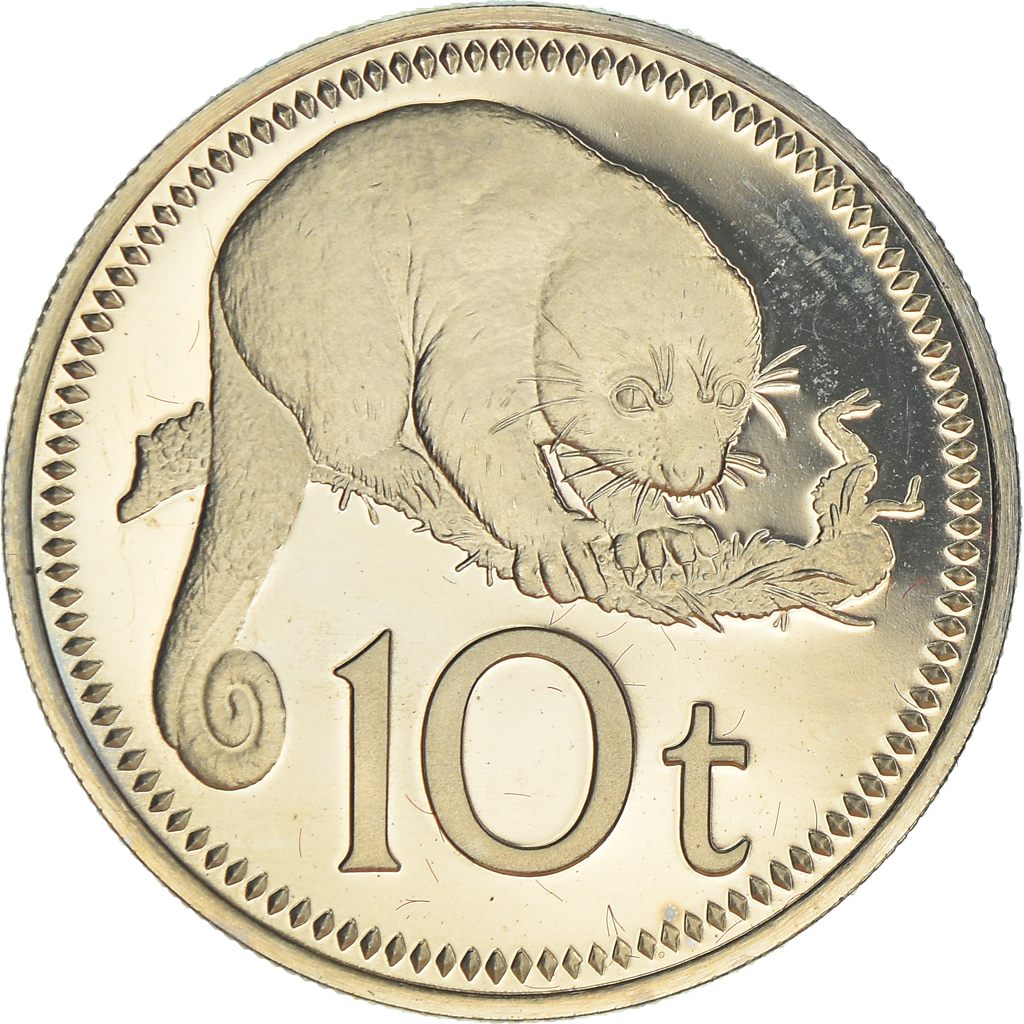 Coin, Papua New Guinea, 10 Toea, 1976, Franklin Mint, Proof, MS(65-70)