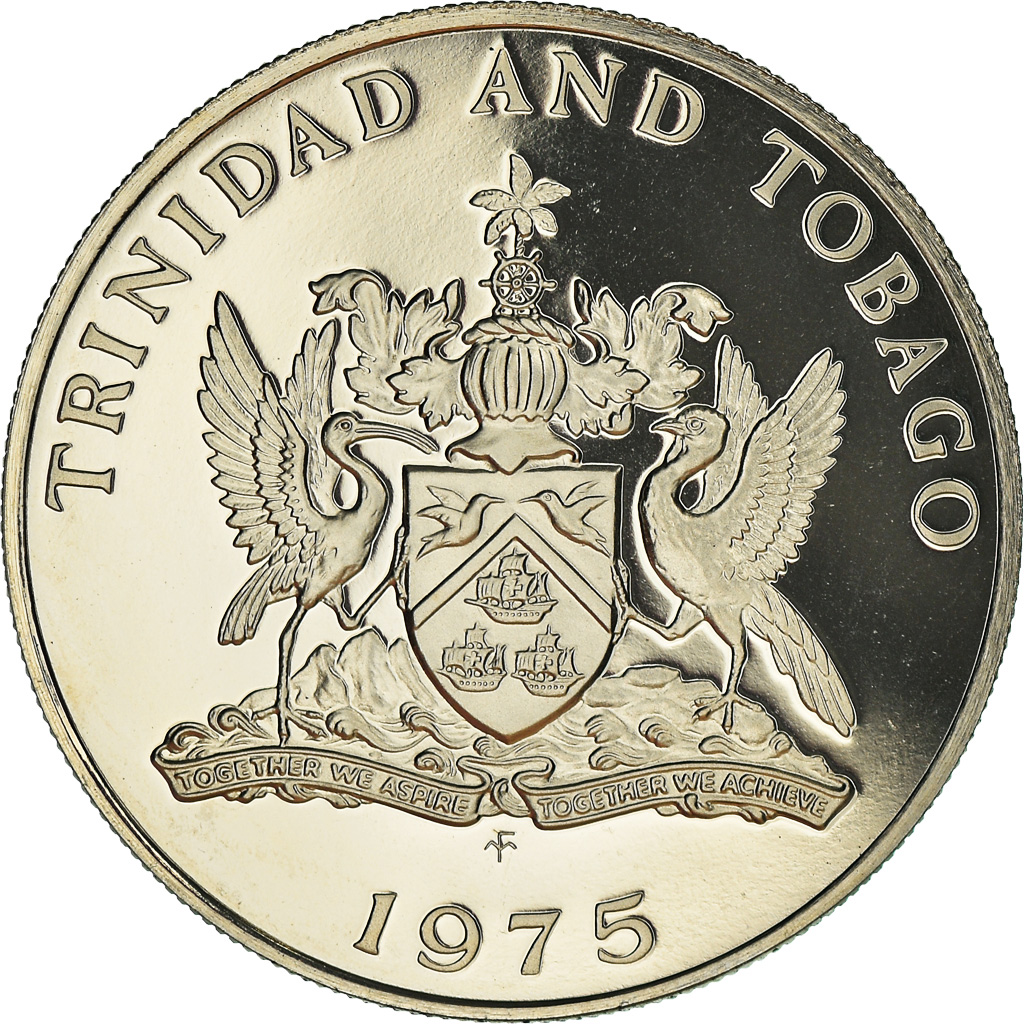 Coin, TRINIDAD & TOBAGO, 50 Cents, 1975, Franklin Mint, Proof,