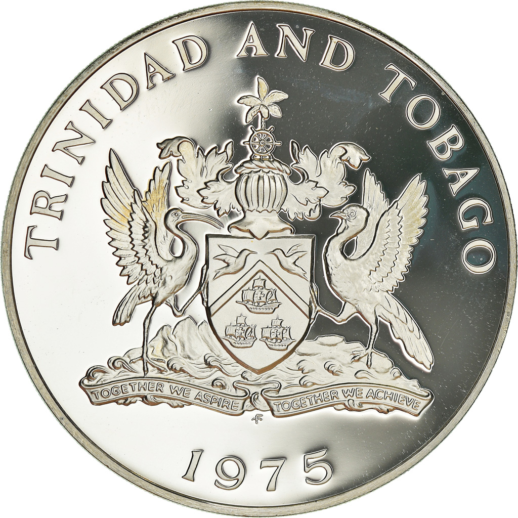 Coin, TRINIDAD & TOBAGO, 10 Dollars, 1975, Franklin Mint, Proof,