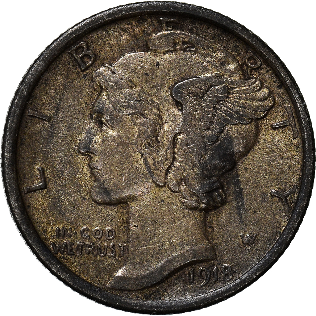 Coin, United States, Mercury Dime, Dime, 1918, U.S. Mint, Philadelphia