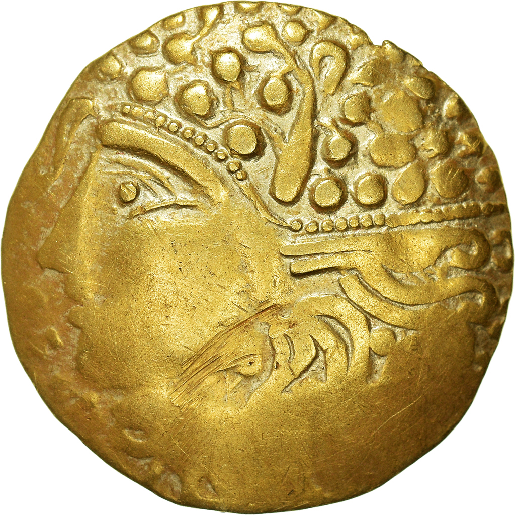 Coin, Aulerci Eburovices, Hemistater scyphate, 60 BC, Wolf, , Gold