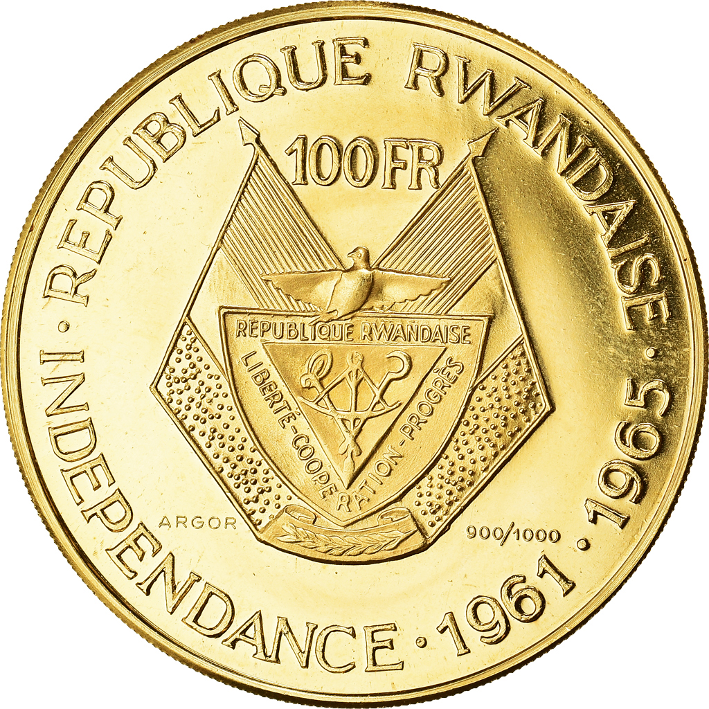 Coin, Rwanda, 100 Francs, 1965, , Gold, KM:4 | African Coins