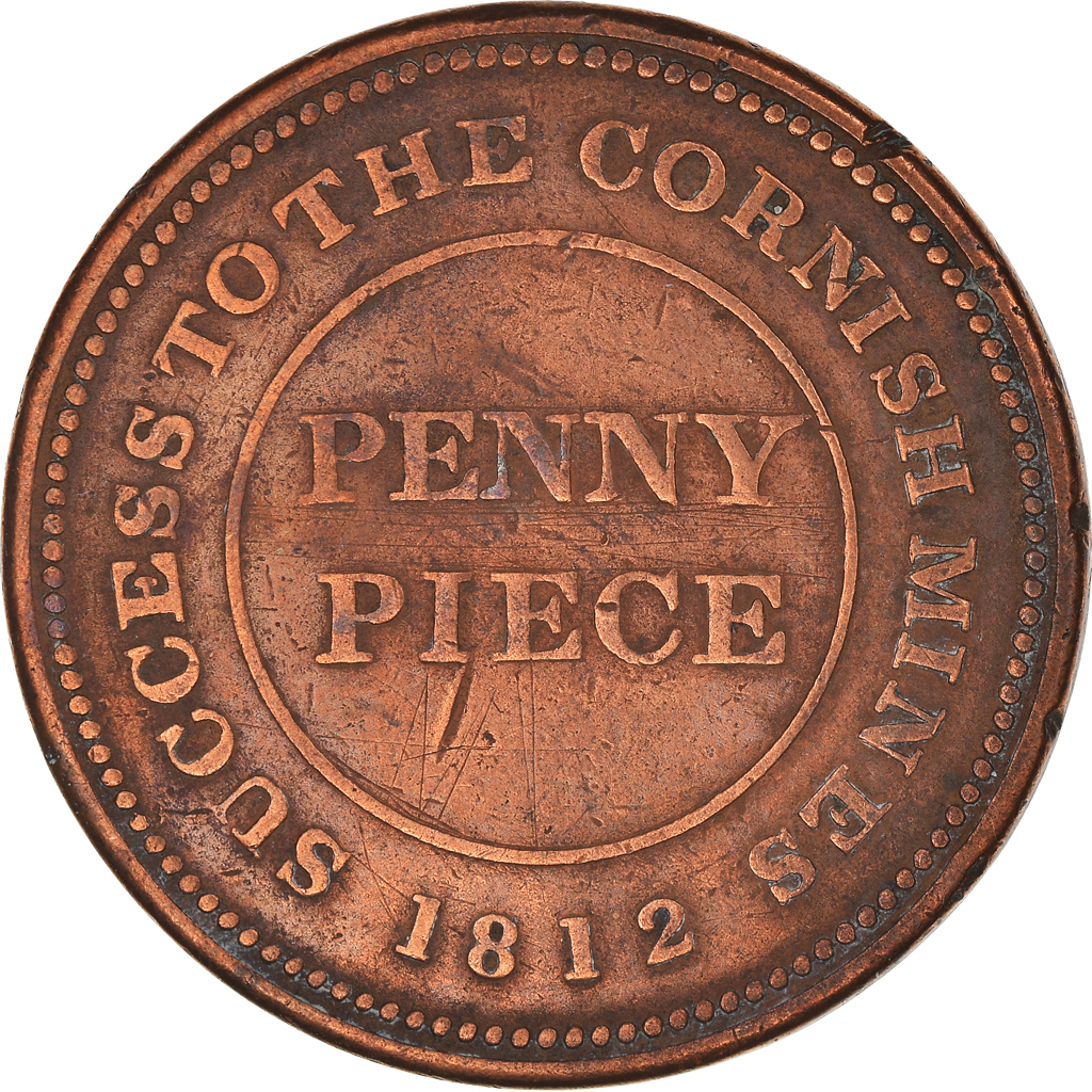 Coin, Great Britain, Cornwall, Cornish Mines, Penny Token, 1812,