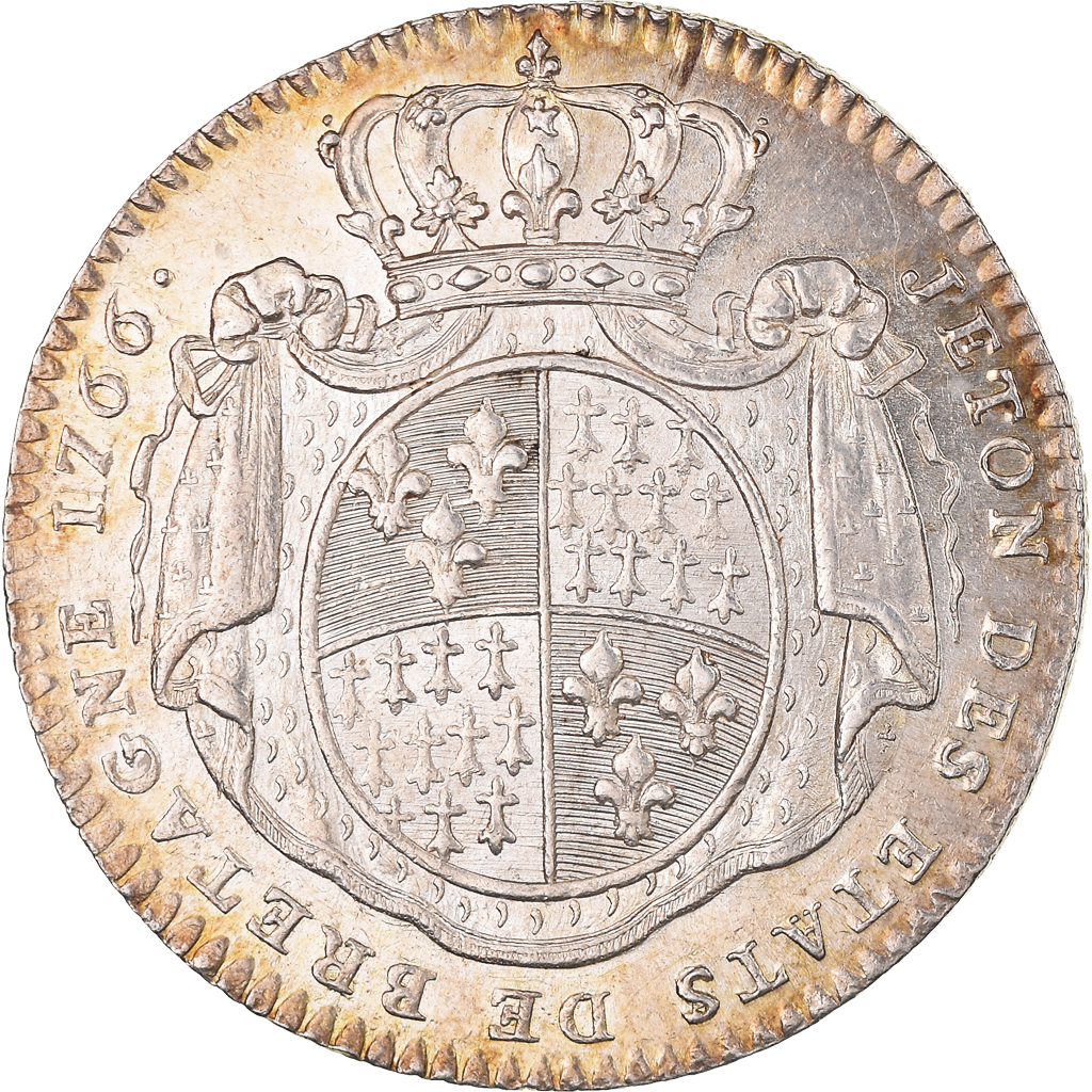 France, Token, Royal, États de Bretagne, Rennes, 1766, , Silver