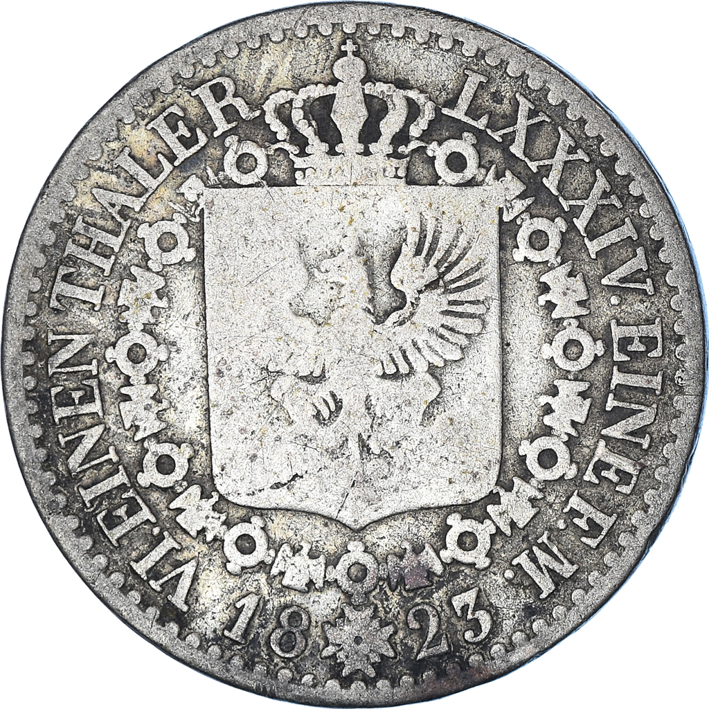 Coin, German States, PRUSSIA, Friedrich Wilhelm III, 1/6 Thaler, 1823 ...