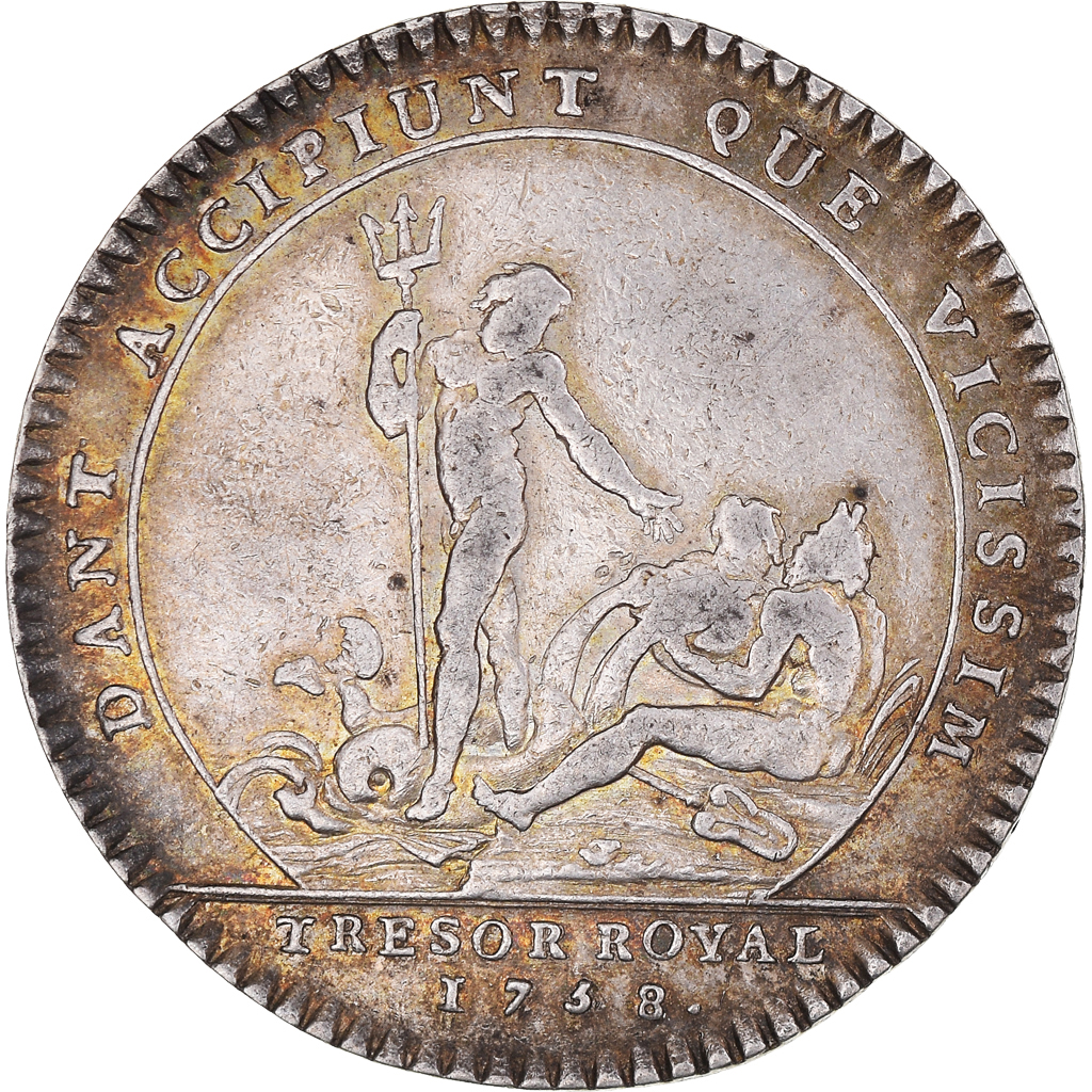 France, Token, Royal, Louis XV, Trésor Royal, History, 1758, Roettiers fils