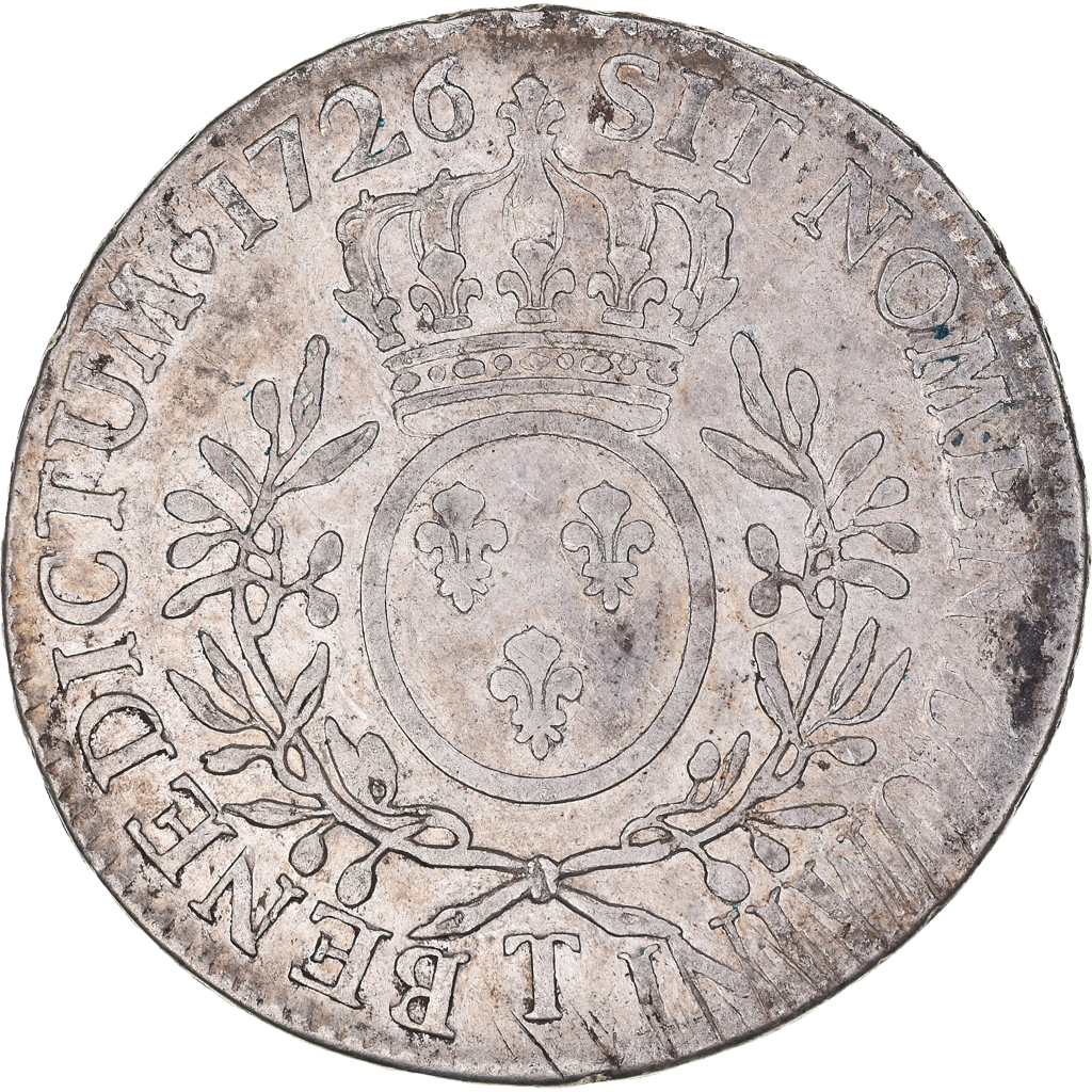 Coin, France, Louis XV, Écu aux branches d'olivier, Ecu, 1726, Nantes