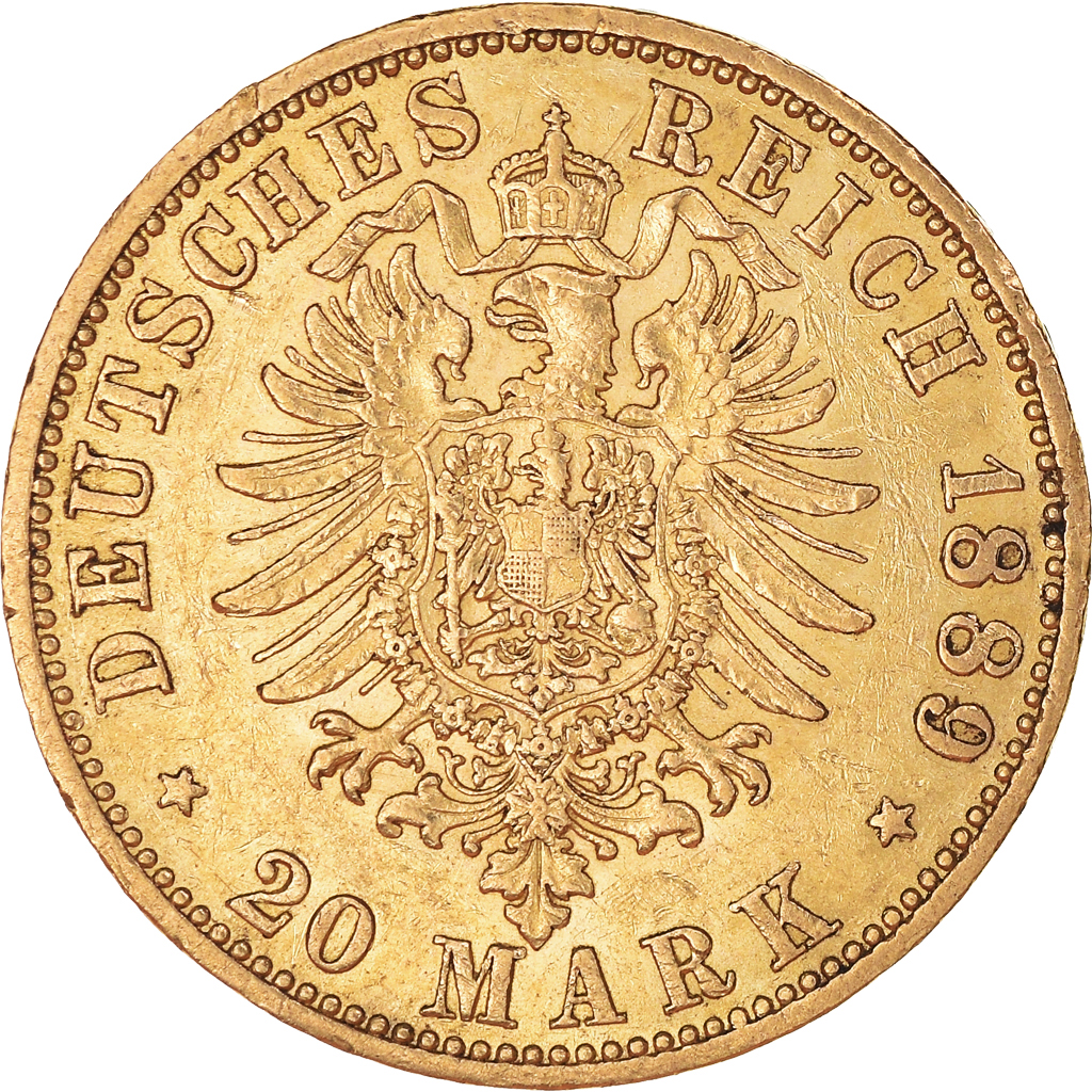 Coin, German States, PRUSSIA, Wilhelm II, 20 Mark, 1889, Berlin,