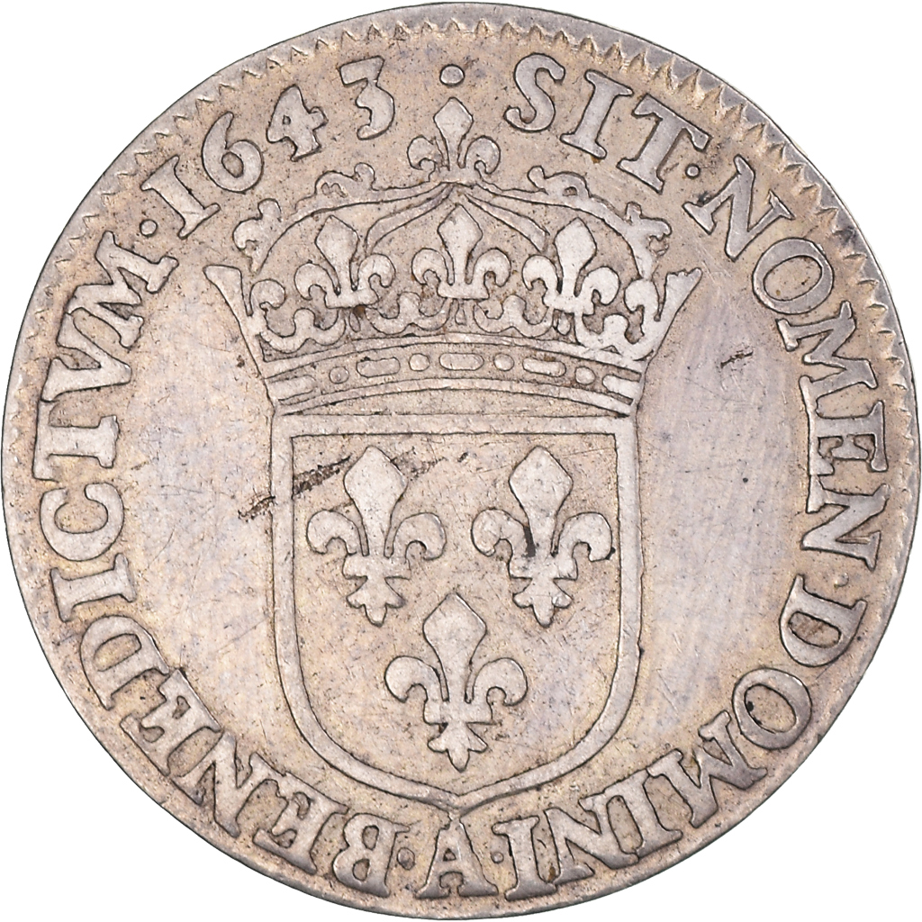 Coin, France, Louis XIII, 1/12 Ecu, 1643, Paris, , Silver, Gadoury:46