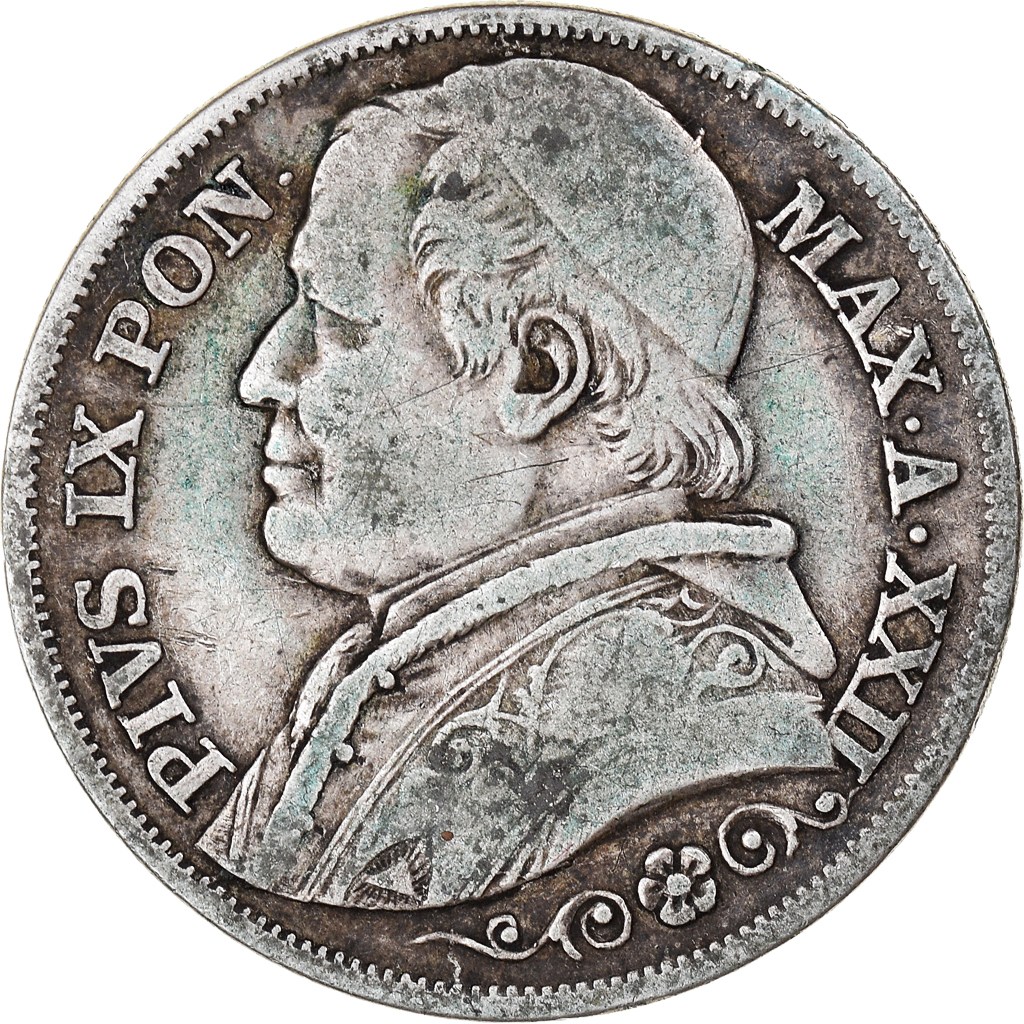 Coin, ITALIAN STATES, PAPAL STATES, Pius IX, 2 Lire, 1867, Roma,