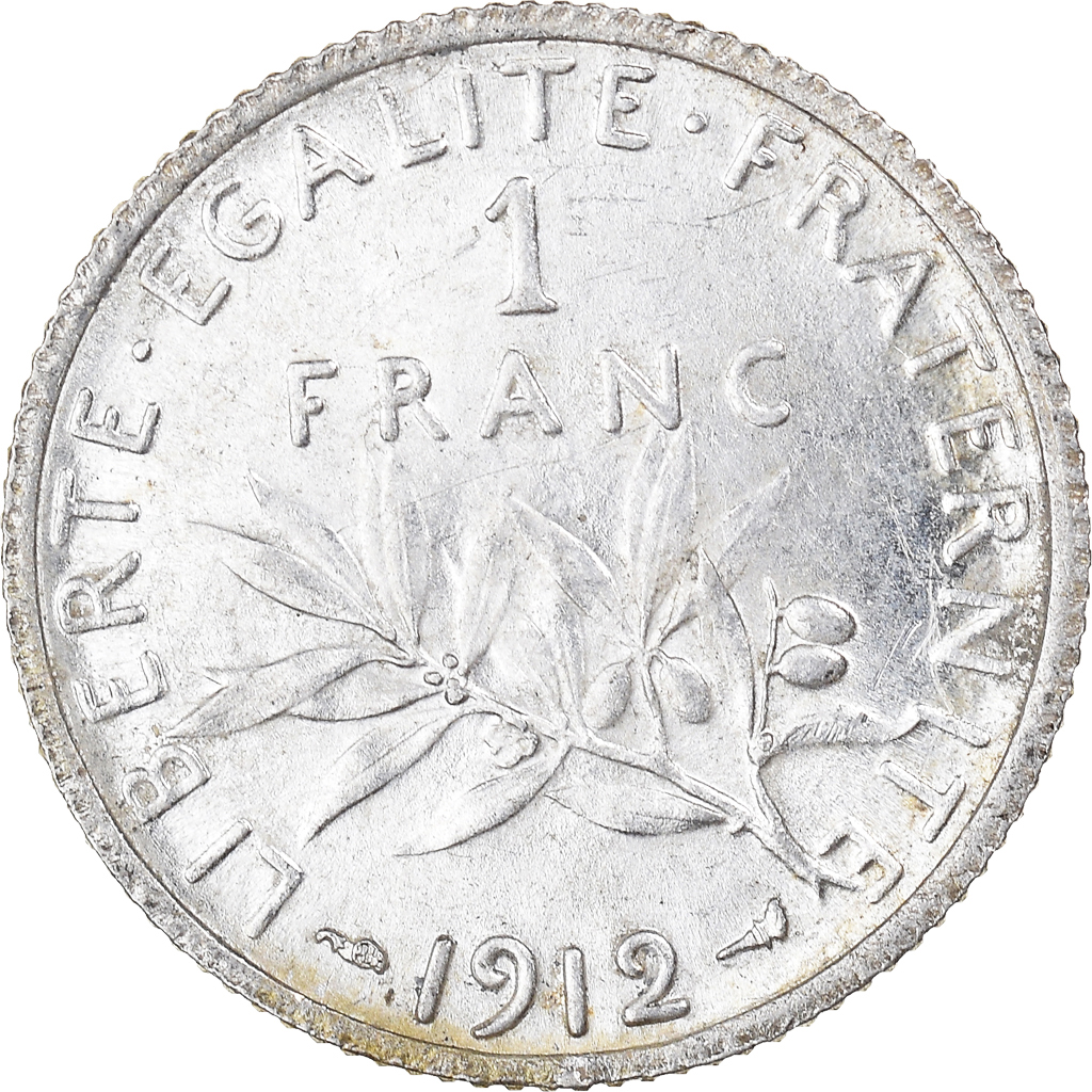 Coin, France, Semeuse, Franc, 1912, Paris, , Silver, KM:844.1