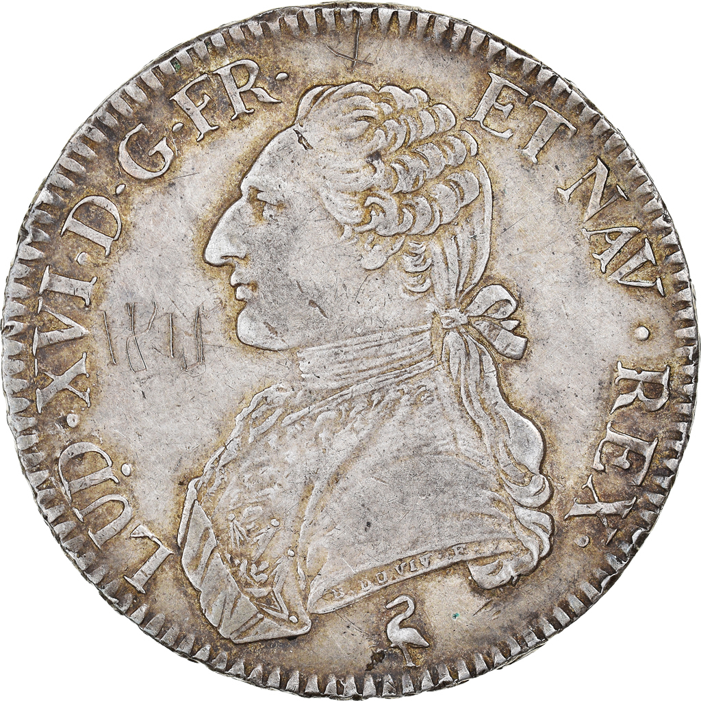 Coin, France, Louis XVI, Ecu aux branches d'olivier, 1790, Paris,