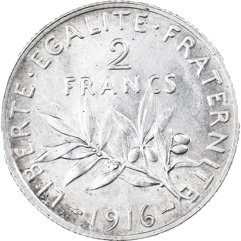 Coin, France, Semeuse, 2 Francs, 1916, Paris, , Silver, KM:845.1