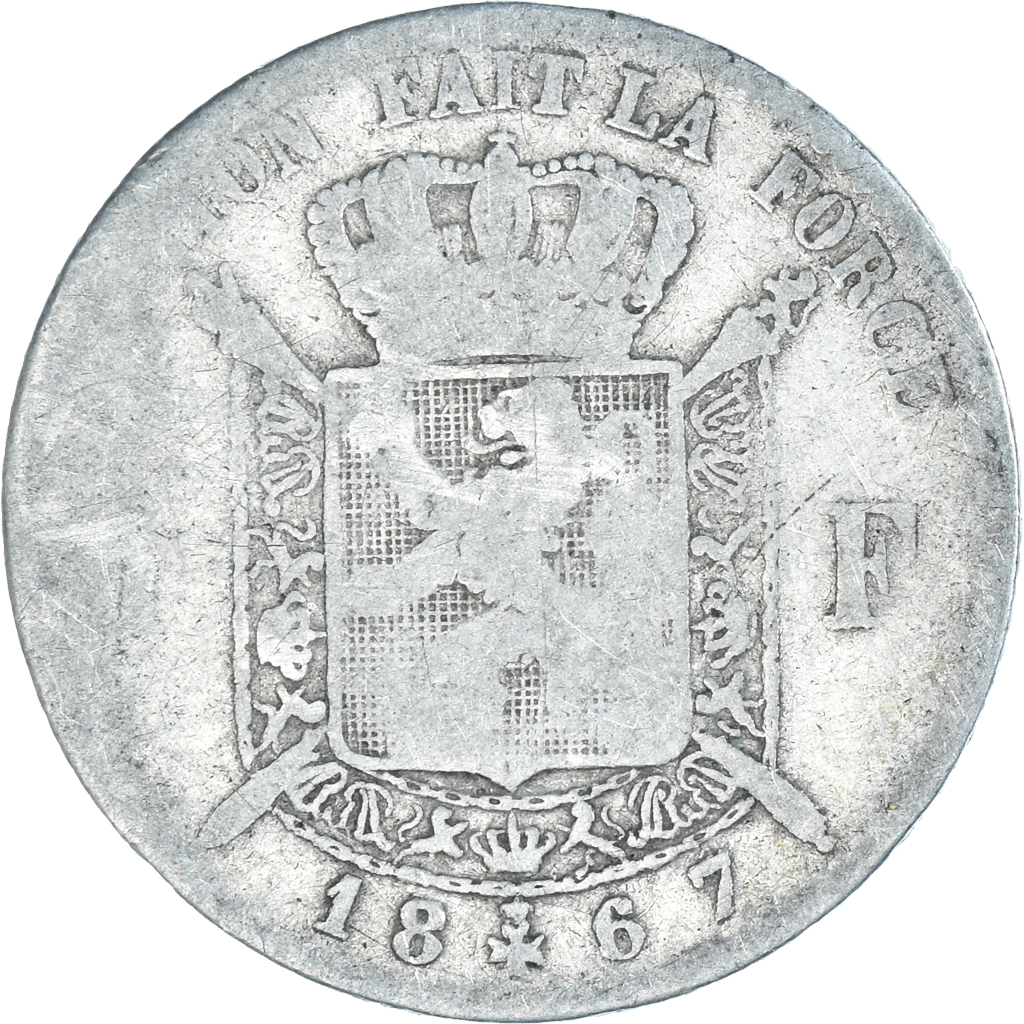 Coin, Belgium, Leopold II, Franc, 1867, Brussels, , Silver, KM:28.1