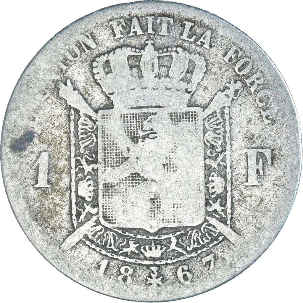 Coin, Belgium, Leopold II, Franc, 1867, Brussels, , Silver, KM:28.1