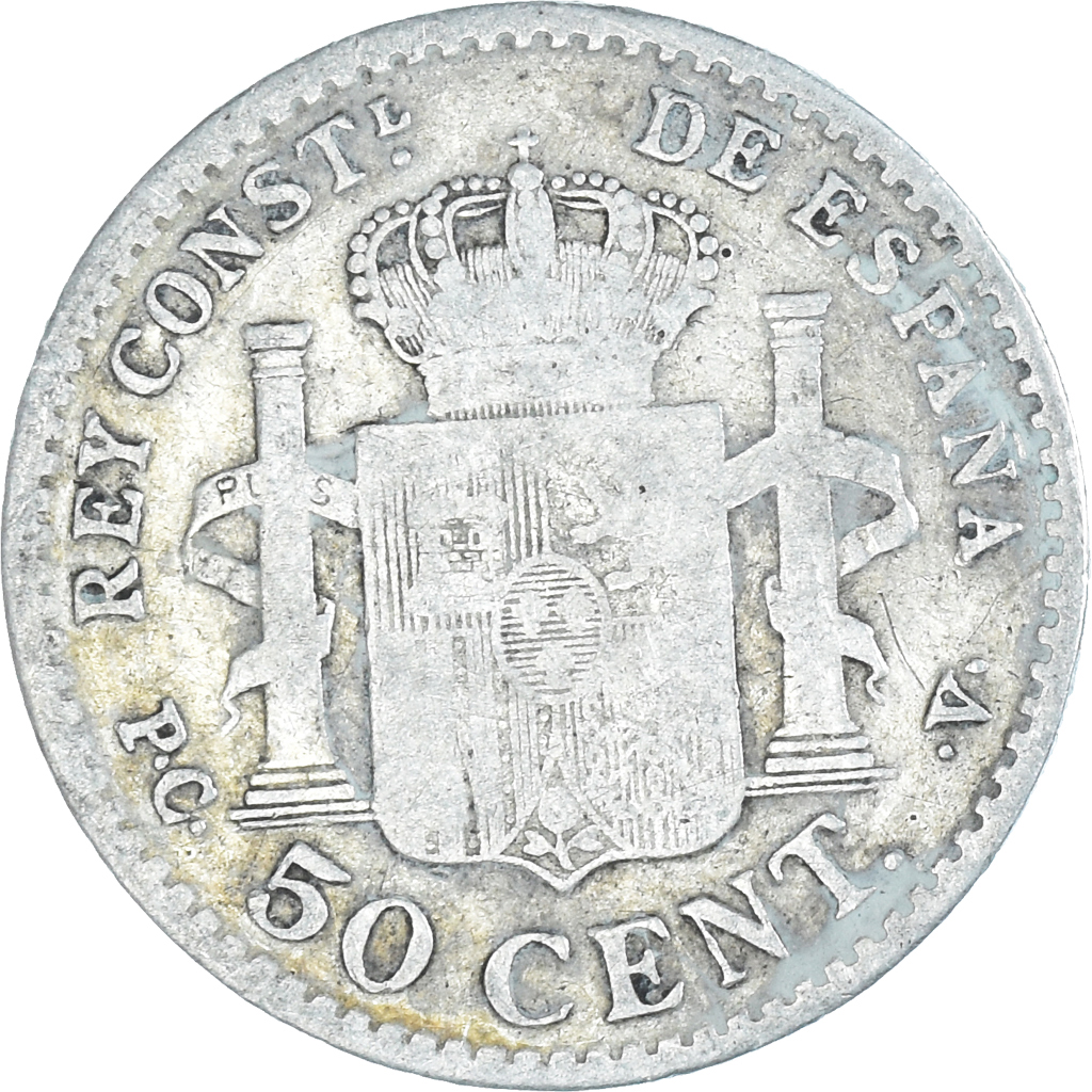 Coin, Spain, Alfonso XIII, 50 Centimos, 1904 (10), , Silver, KM:723