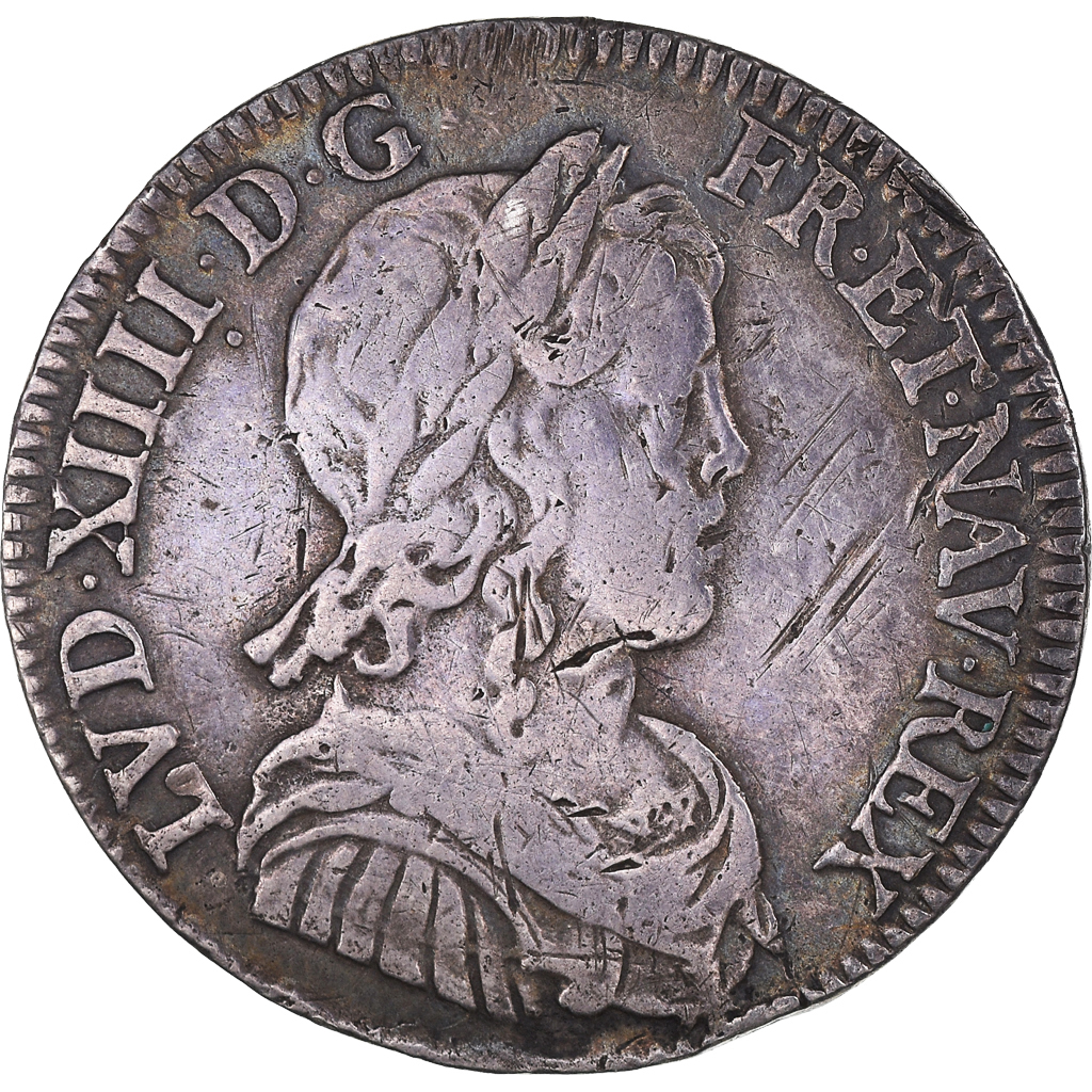 Coin, France, Louis XIV, 1/4 Écu à la mèche longue, 1/4 Ecu, 1647, Paris