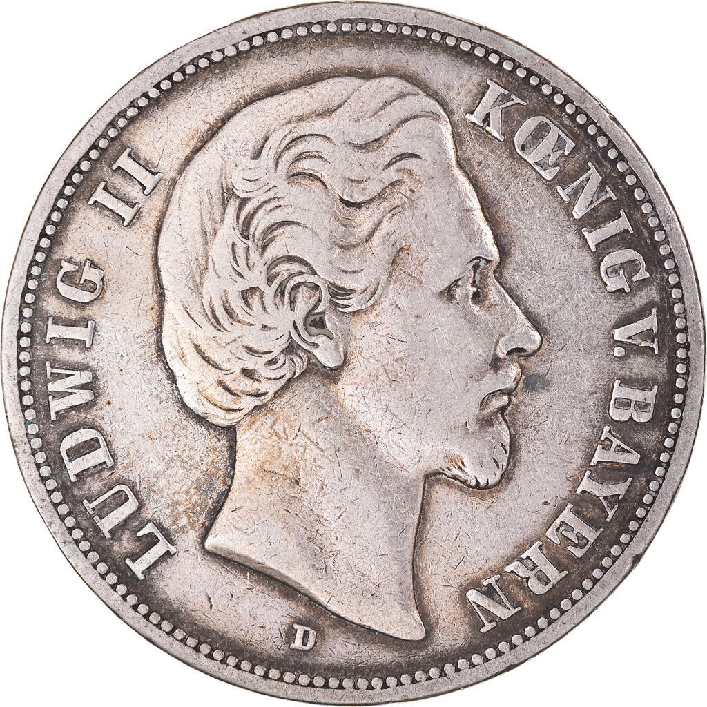 Coin, German States, BAVARIA, Ludwig II, 5 Mark, 1875, Munich,