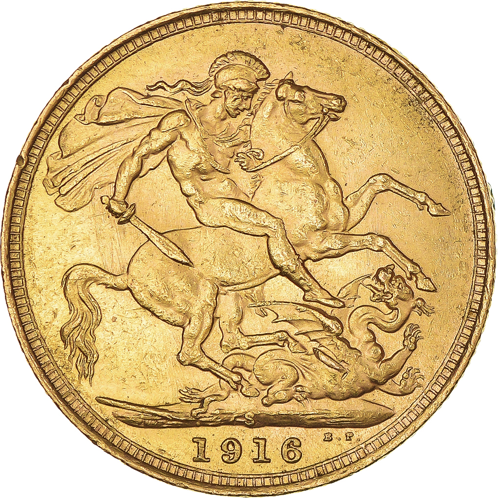 Coin, Australia, George V, Sovereign, 1916, Sydney, , Gold, KM:29
