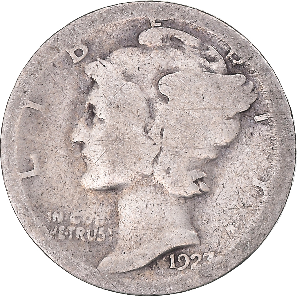 United States, Mercury Dime, Dime, 1923, U.S. Mint, San Francisco,