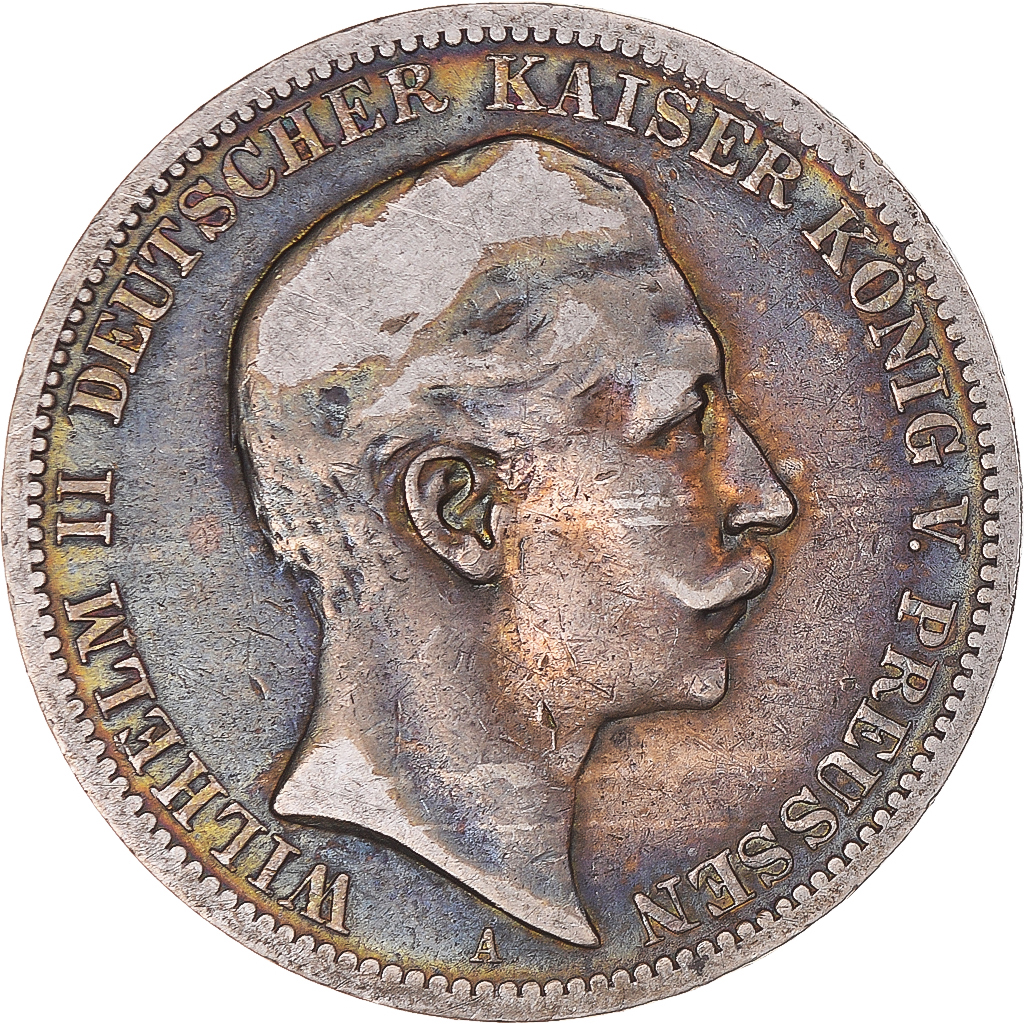 Coin, German States, PRUSSIA, Wilhelm II, 3 Mark, 1909, Berlin,