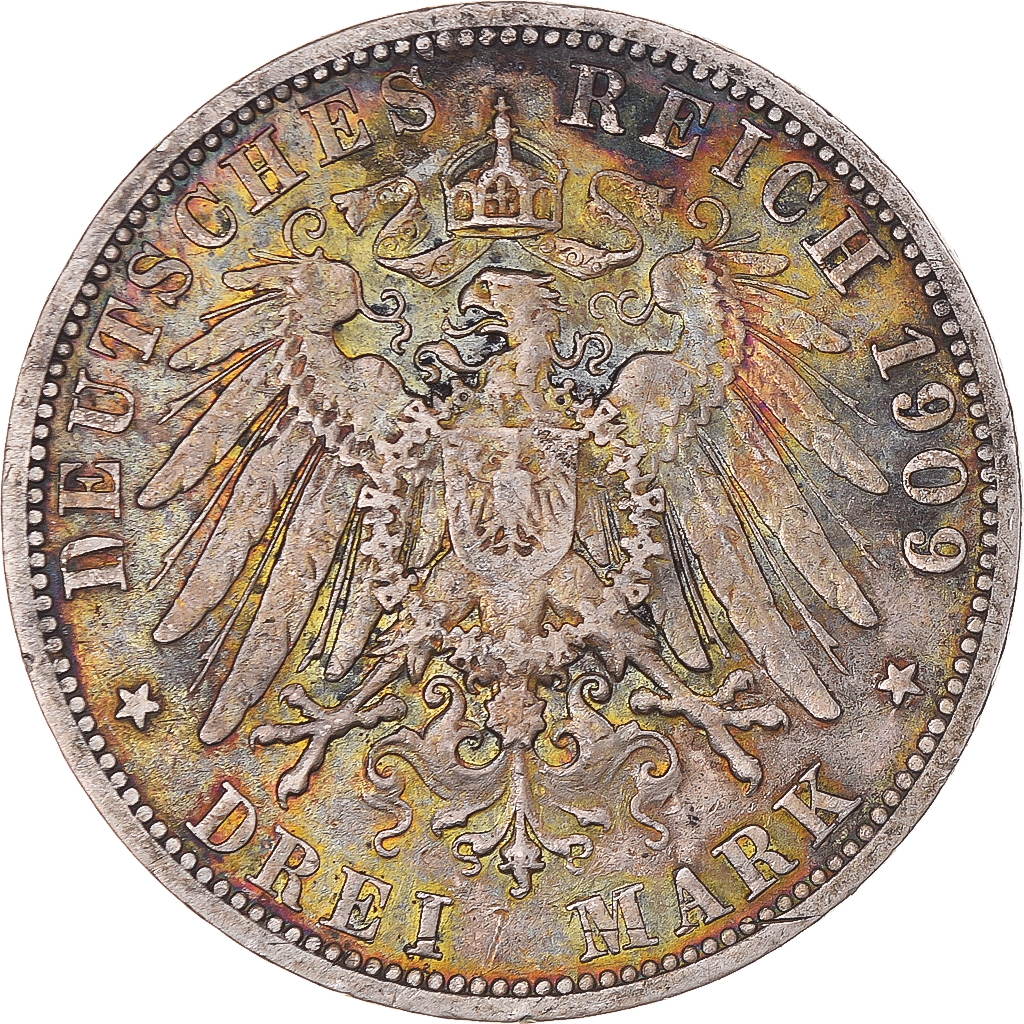 Coin, German States, PRUSSIA, Wilhelm II, 3 Mark, 1909, Berlin,